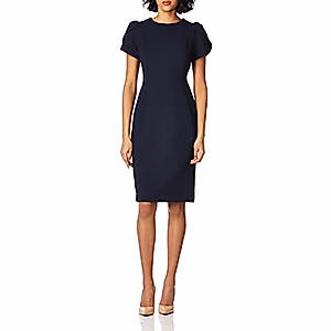 Calvin Klein Women's Tulip Sleeved Sheath Dress, Indigo, 12