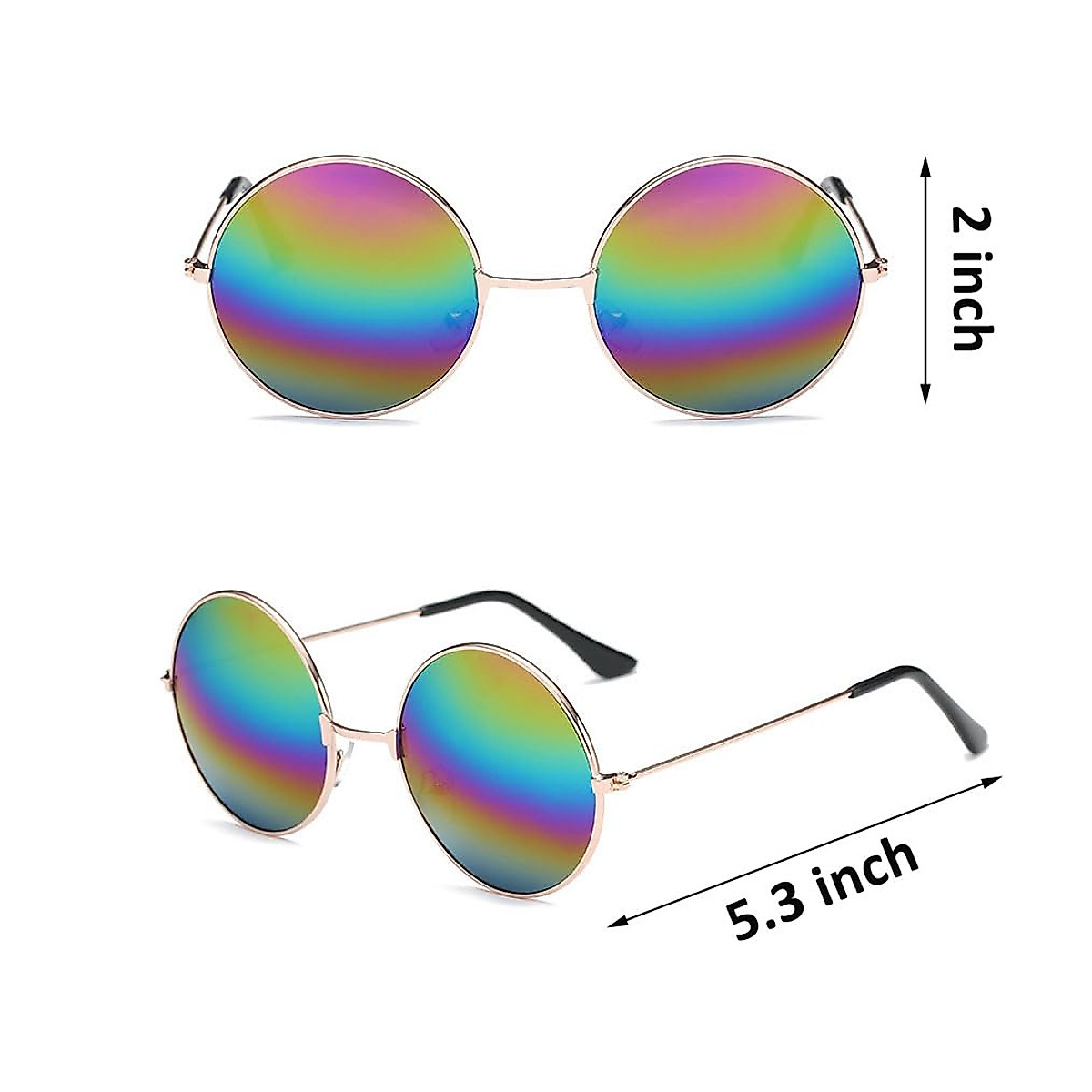 PENTA ANGEL 2Pcs Colored Round Retro Sunglasses