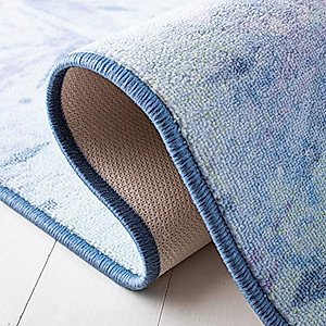 SAFAVIEH Machine Washable Slip Resistant Collection 6' 7" x 9' Light Blue/Lavender Inspired by Disney's Frozen II - Element Kids Bedroom Nursery Playroom Area Rug