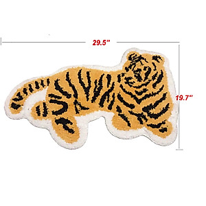 Cute Soft Tiger Shaped Animals Bath Mat Area Rug for Bedroom Bathroom Kitchen Floor Water Absorption Non-Slip Small Carpet Door Mat Kid's Room Playmat (50 * 75CM)