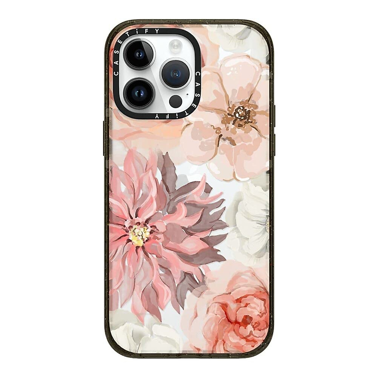 CASETiFY Impact iPhone 14 Pro Max Case [4X Military Grade Drop Tested / 8.2ft Drop Protection] - Pretty Blush - Glossy Black