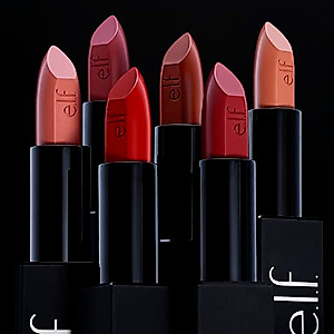 e.l.f. O Face Satin Lipstick, Richly Pigmented, Nourishing & Long-Lasting Creamy Lipstick, Infused With Jojoba, Vegan & Cruelty-Free, Effortless