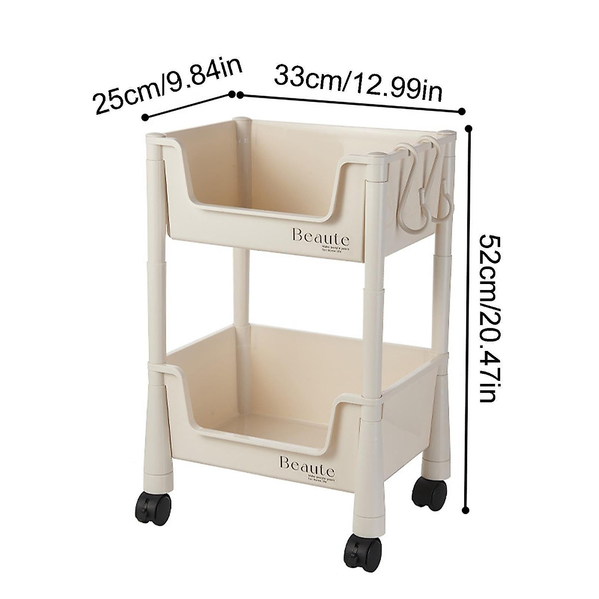 Rolling Cart, Multifunctional Laundry Cart with 2 3 4 Tiers, Snack Cart Organizer with Drawers, Wheeled Utility Rack, Movable Storage Organizer, Bathroom Countertop Trolley for Home Office Libraries