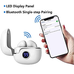 Meyodody Wireless Earbuds,Bluetooth 5.3 Headphones with Wireless Charging & Power Display,IPX5 Waterproof Airpods with Mic,Ear Buds for iPhone Android