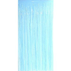 Allgala 4 Pack Macaron Blue Metalic Tinsel Party Photo Backdrop Curtain 3.3x6.6 FT (1x2M) Photo Booth Background Curtains Door Fringe Décor Party Streamer for Birthday Graduation New Year Eve