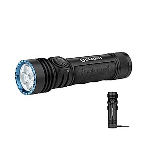 OLIGHT Seeker 4 Pro Rechargeable Flashlights, High Powerful Bright Flashlight 4600 Lumens with USB C Holster, Waterproof for Emergencies, Camping, Searching (Matte Black Cool White)