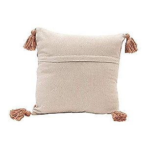 Bloomingville Cotton Tufted Dot Tassels, Blush Color Pillow, Brown