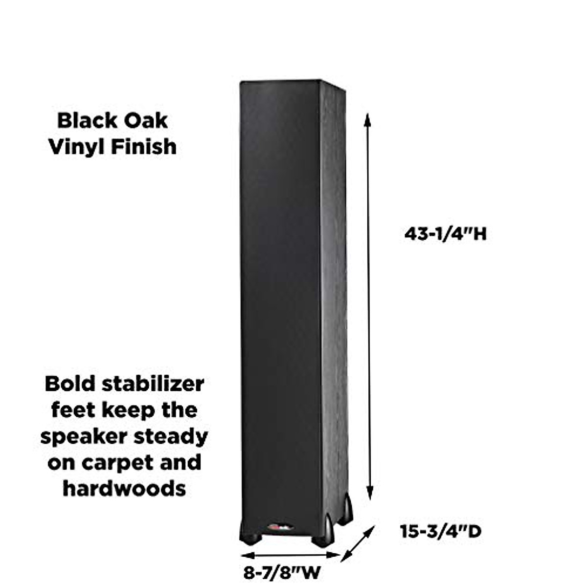 Polk Audio Monitor 70 Series II Floorstanding Speaker (Black, Single) for Multichannel Home Theater | Hi-Res Audio with Deep Bass Response | 1" Tweeter, (4) 6.5" Woofers | Bi-Wire & Bi-Amp