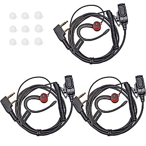 Walkie Talkie Earpiece with Mic for Baofeng UV-5R Retevis RT22 RT21 H-777, Walkie Talkies Headset Ear Piece for Baofeng UV5R UV82 BF-F8HP AR-152 BF-888S Arcshell AR-5 Kenwood Two Way Radio, Pack of 3
