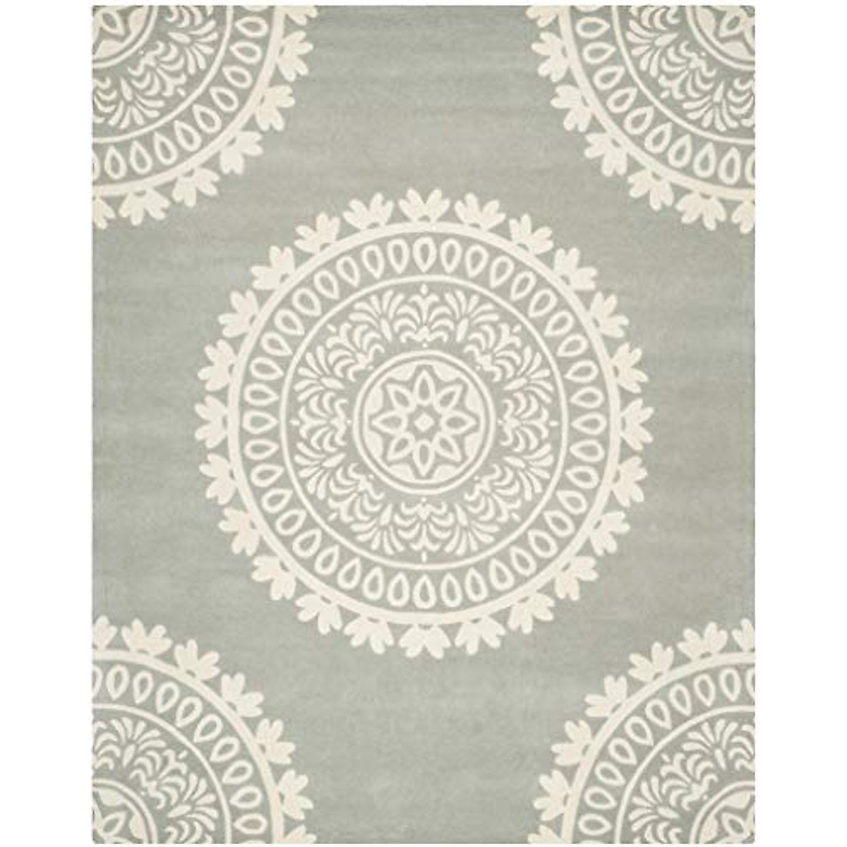 SAFAVIEH Bella Collection 8' x 10' Grey/Ivory BEL122A Handmade Premium Wool Area Rug