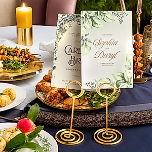 10Pcs Gold Table Number Holders with 10 Table Numbers Cards - 3.35 Inch Table Number Stands – Name, Picture, Place Card Holder for Centerpieces, Wedding Reception, Birthday, Restaurant & Parties