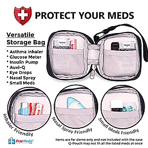 PracMedic Bags Insulated Medical Pouch and Medication Travel Organizer- Lightweight, Compact- holds Auvi Q, Anti-Histamine tablets, Nasal Spray, Eye Drops, Small Meds (Black)