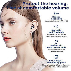 Ear Plugs for Sleeping Noise Cancelling - BUENSUENO Silicone Reusable Washable Earplugs for Noise Reduction, 2 Pairs Sound Blocking Ear Plugs for Sleep, Flights, Snoring, Work, Studying (Blue)