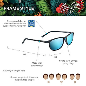 Maui Jim Men's and Women's Lele Kawa Polarized Classic Sunglasses, Dark Navy Stripe/Blue Hawaii, Medium