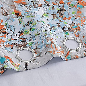 MYSKY HOME Floral Blackout Curtains 84 inches Long 2 Panels Farmhouse Curtains for Bedroom Living Room Darkening Thermal Insulated Flower Window Curtains with Grommet Orange and Green