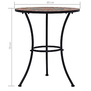 WEHUOSIF Mosaic Bistro Table,Pool Side Table,Plant Stand,Drink Table,Bar Table,Coffee Table,Lawn Table,Entrance Tables,for Garden, Patio, Lawn, Home, Indoor, Outdoor,Orange/Gray 23.6" Ceramic