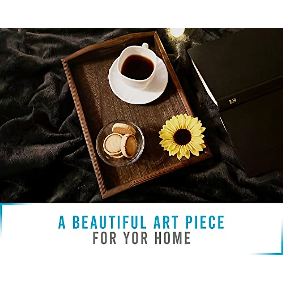 Farmhouse Wood Serving Trays Set of 3 - Stained Wood Brown | Stylish and Functional Platters for Exquisite Food Presentation | Rustic and Durable Kitchen Accessories