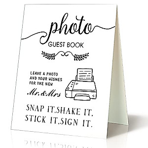 Wedding Photo Sign Guest Book 9.8 X 7.9 Inch Rustic Wedding Photo Guestbook Unframed Wedding Reception Sign Paper Bridal Shower Guestbook Decor for Wedding New Mr and Mrs