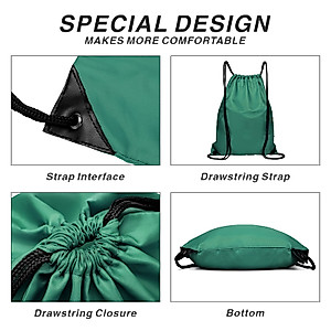 AirBuyW Drawstring Backpack, 210D Nylon Foldable Sports Gym Drawstring Tote Bag pack Sack W Zipper Side Pocket For Men Women Hunter Green