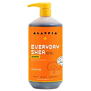 Alaffia EveryDay Shea Shampoo, Unscented, Gentle Cleansing Shampoo for Normal to Dry Hair. Made with Fair Trade Unrefined Shea Butter, No Parabens or Phthalates, 32 fl oz
