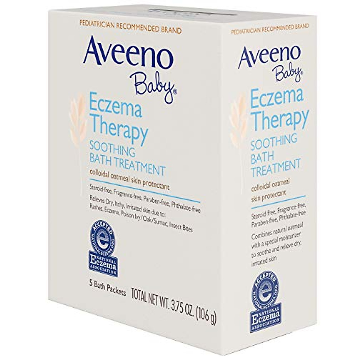 Aveeno Baby Eczema Therapy Soothing Bath Treatment for Relief of Dry, Itchy and Irritated Skin, Made with Soothing Natural Colloidal Oatmeal, 5 ct.