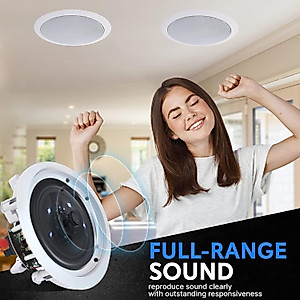 Technical Pro 1000 Watts Professional Home Theater Receiver System Kit w Portable Microphone with Digital Processing and Remote 6 Qty of 5.25” Ceiling Wall Mount Framed Speakers