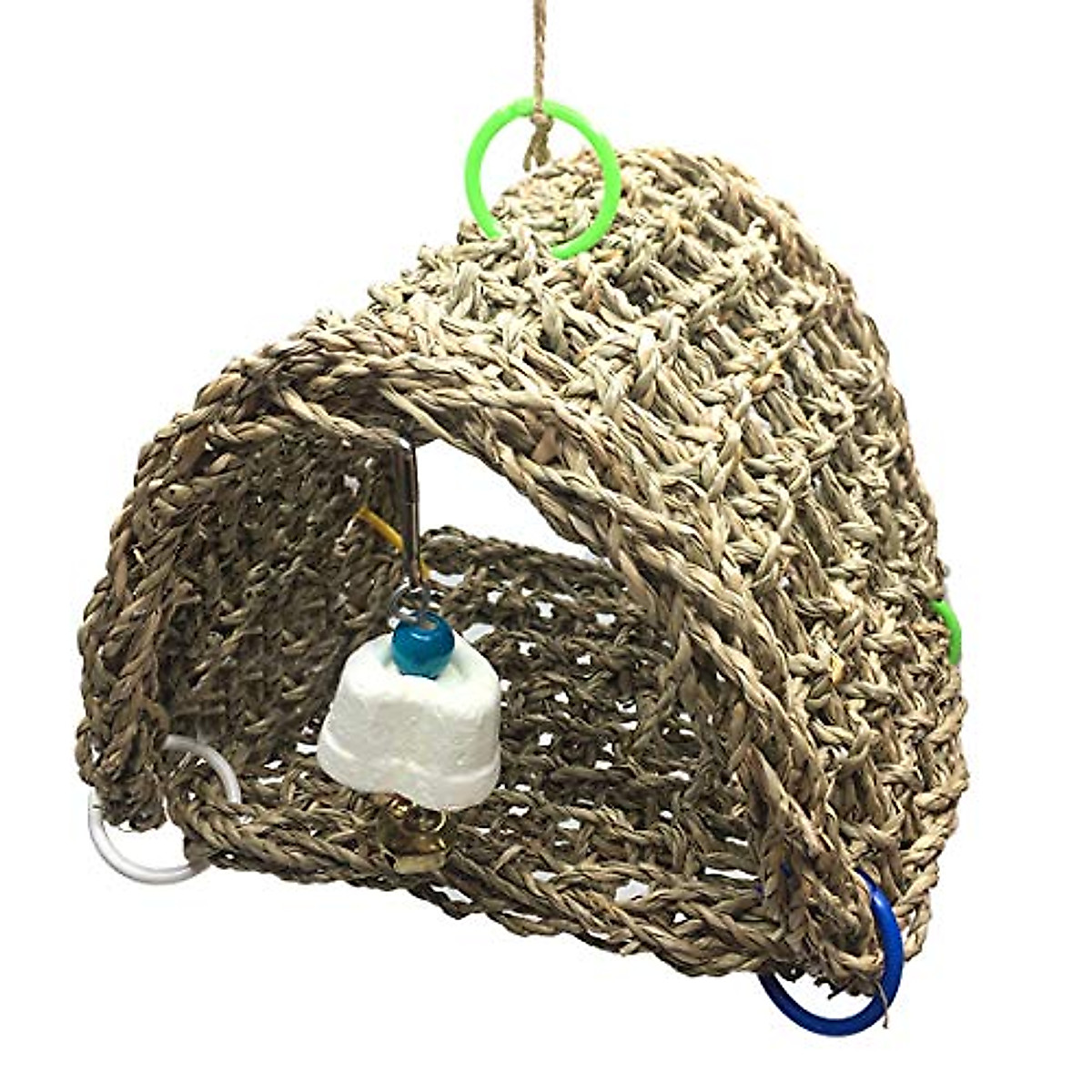 kathson Bird Sheltering Seagrass Tent Hammock Small Animal Snuggle Hut Parrot cage Toy for Parakeets,Cockatiels,Lovebirds,Ring Necks,Pionus,Senegals Small to Medium Birds