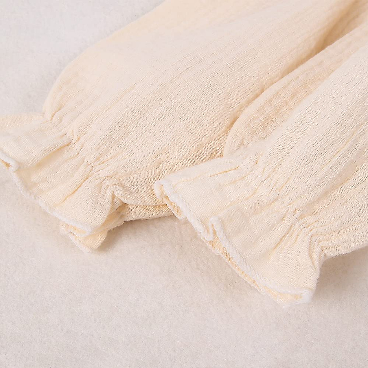 GLIGLITTR Toddler Baby Girl Cotton Linen Dress Long Sleeve Crew Neck Dresses Button Down Sundress Casual Fall White Dress (Beige, 2-3T)