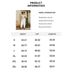 Women Capri Pants Casual Baggy Drawstring Elastic High Waist Wide Leg Cropped Pants Trousers with Pockets Summer White