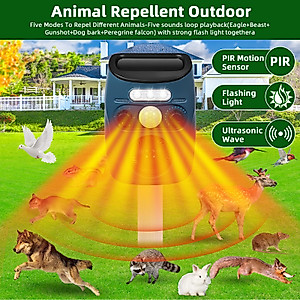 Upgraded Solar Ultrasonic Bird Repeller Bird Deterrents for Outside Bird Repellent Devices Outdoor with Flashing Light & Motion Sensor to Scare Bird Pigeon Woodpecker Out of Farm Balconies House
