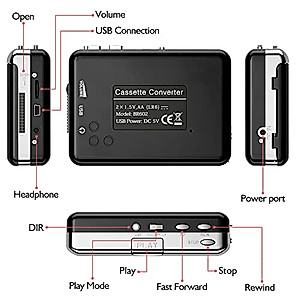 Walkman Cassette Player, Portable Tape Player Compact Recorder with Headphones, Audio Music Cassette to MP3 Digital Converter, Compatible with Laptop/PC/MAC/iPod - for Entertainment, Travel, Sports