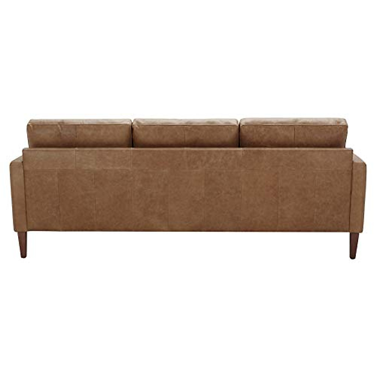 Amazon Brand – Rivet Aiden Mid-Century Modern Reversible Sectional Sofa (86") - Cognac Leather
