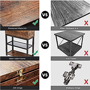 Side Table Living Room with Side Opening and Flip Top, 12" D x 24" W x 28" H, Narrow End Table Rustic End Tables with USB Ports and Outlets, Narrow Side Table(2 Pack)