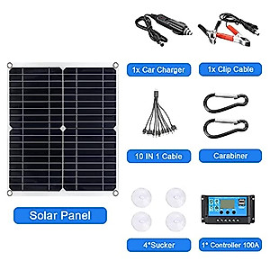 Solar Panel Kit 12V with 100A Solar Charge Controller, Dual 5V USB Outputs Solar Panel Controller Combo for Caravan Boat