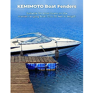 KEMIMOTO Boat Fenders Boat Bumpers for 15-35ft Boat, 4 Pack Inflatable Boat Fenders Bumpers with 4 Ropes, Boat Bumpers for Docking, Black