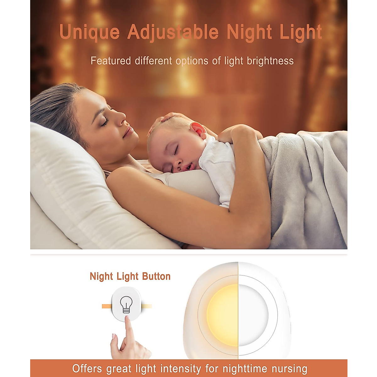 LEAWOD Portable White Noise Sound Machine with Night Light, 17 Soothing Sounds for Sleeping, Rechargeable White Noise Machine for Baby, Adults, Kids