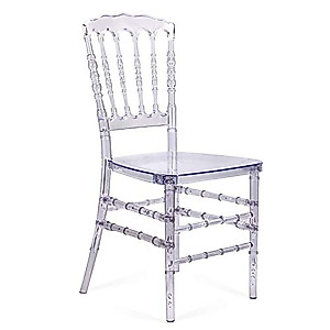 FOH 4Pcs Clear Resin Napoleon Chair, Crystal Wedding Chair, Elegance Stacking Transparent Chiavari Chair, Outdoor Hotel Restaurant Kitchen Home Dining Side Chair