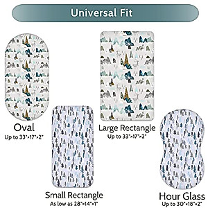 Bassinet Sheet and Changing Pad Cover, Baby Cradle Mattress Sheets, Changing Table Sheet for Boys Girls, Soft Breathable, Mountain