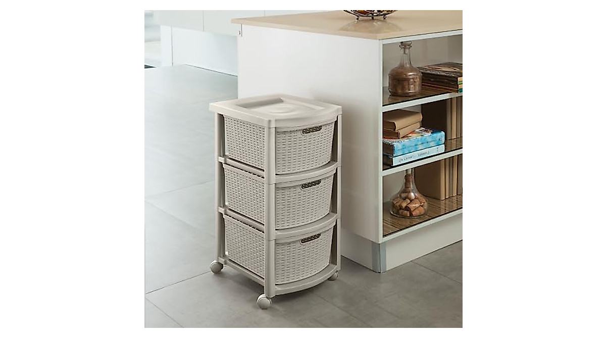 Elly Décor Plastic Chest with 3 Colored Drawers - Modern & Portable Storage