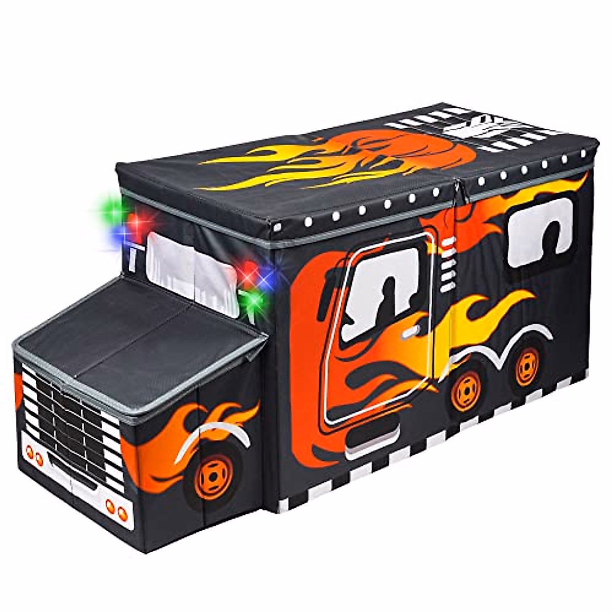 KAP Large Toy Box for boys with flip Lid & Lights up, Foldable Sturdy Toy Storage Organizer Decorative Bins Baskets for Kids, Nursery, Closet, Bedroom, Playroom, 34.8" L x 13" W x 15.7" H