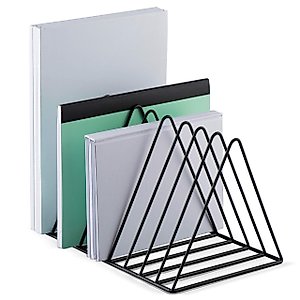 Mindspace Magazine Rack Desk Organizer, File Holder for Desk | Modern Office Organizer, Triangle Book Holder, Desk Folder Organizer, Desktop File Sorter | Wire Collection, Black