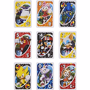 Mattel Games UNO Sonic The Hedgehog Card Game for Kids & Family, Themed Deck & Special Rule, 2-10 Players