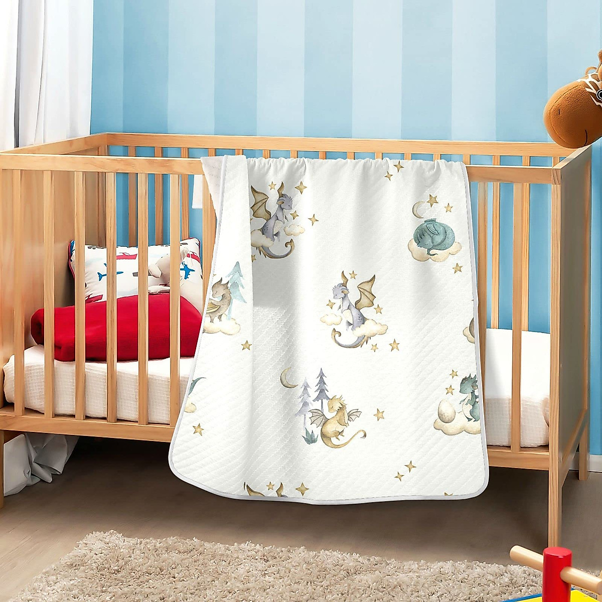 Swaddle Blanket Dragon Baby Cotton Blanket for Infants, Receiving Blanket, Lightweight Soft Swaddling Blanket for Crib, Stroller, Nursery Blankets, Fairytale, 30x40 in