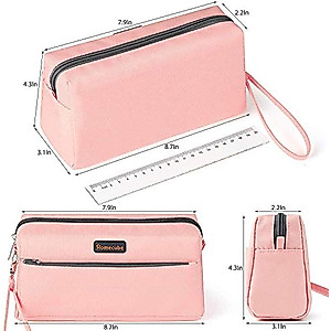 Homecube Pencil Case Cosmetic Bag Student Stationery Pouch Bag Office Storage Organizer for Girl Boy Women Men - Pink