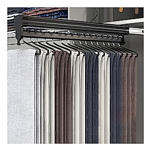 Pull Out Pants Rack,Trousers Rack Space Saving,Storage Clothes Organizers for Bedroom Cloakroom Wardrobe (Color : Black, Size : 41x13.4cm)