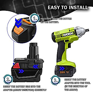 WA1820 for Worx Adapter 18/20V Li-ion Battery to 18V NI Cordless Power Tool WA3127 WA3152 WG150 WG152 WG250 WG541 WG900 WG901（not Battery）