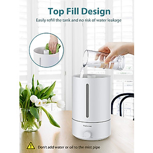 Elechomes 5L(1.32Gal) Cool Mist Humidifier & Essential Oil Diffuser Combo, Top Fill Ultrasonic Humidifiers for Bedroom, Baby Nursery Room and Office, Whisper-Quiet, 360° Nozzle, Auto Shut-Off Timer