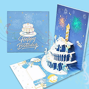DTESL Musical Birthday Cards with Light and Music, Blowable, 3D Birthday Popup Cards for Men & Women– Plays Hit Song 'HAPPY Birthday'