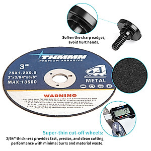 THMMN Cut-Off Wheels 3" x 3/64" x 3/8" Arbor for Die Grinder, Aggressive Cutting Wheel for Metal Stainless Steel, Cutter Disc Pack of 10pcs