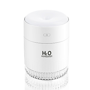 Mini Humidifiers for Bedroom 350ml Small Plants Humidifier Indoor Portable Travel Desk Cool Mist Humidifier, Auto Shut-Off 2 Mist Modes Humidificador for Bedroom Plants Travel Office Desk Car White